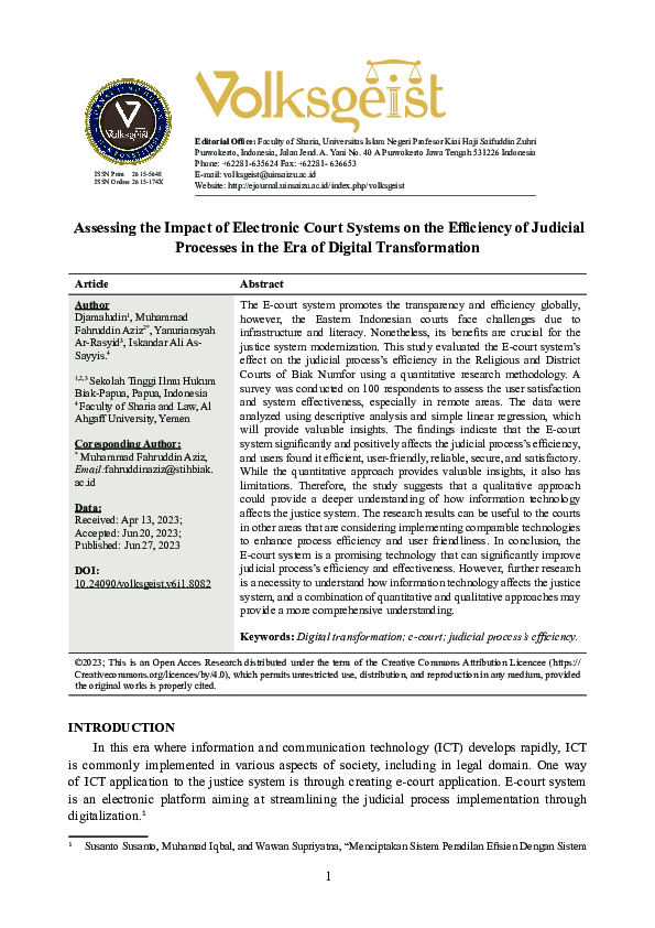 (PDF) Assessing the Impact of Electronic Court Systems on the ...