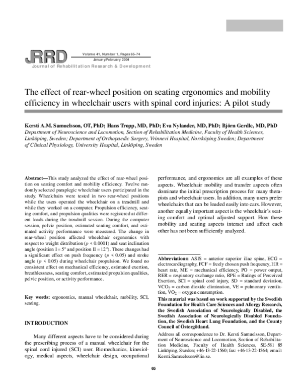 (PDF) The effect of rear-wheel position on seating ergonomics and ...