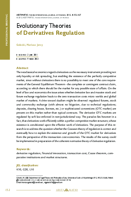 (PDF) Evolutionary Theories of Derivatives Regulation