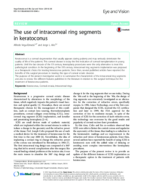 (PDF) The use of intracorneal ring segments in keratoconus