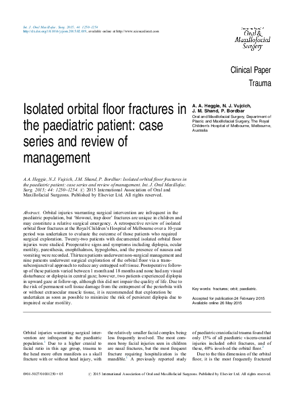 (PDF) Isolated orbital floor fractures in the paediatric patient: case ...