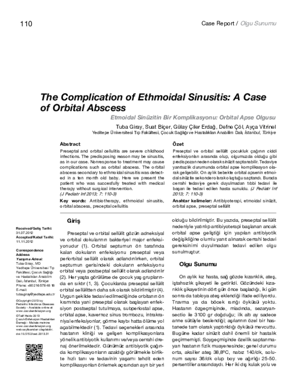 (PDF) The Complication of Ethmoidal Sinusitis: A Case of Orbital Abscess
