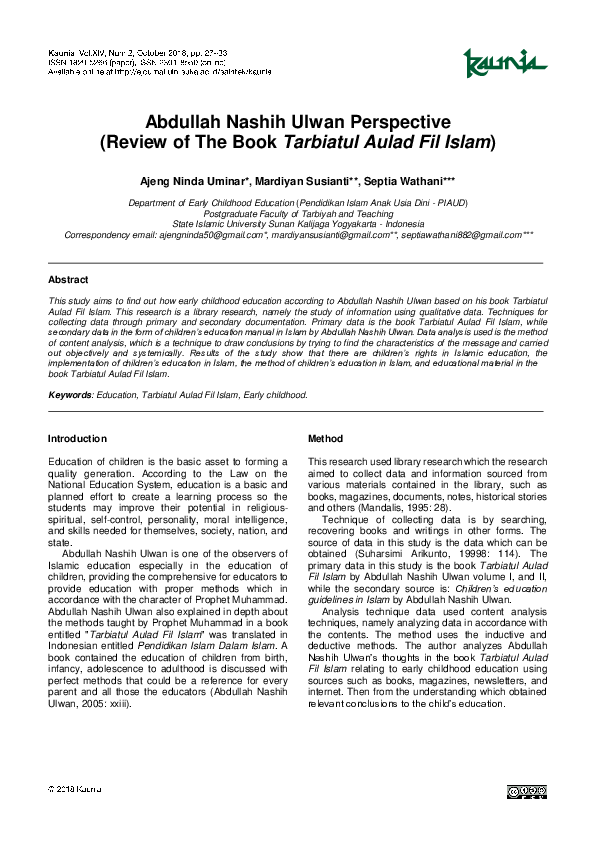 (PDF) Abdullah Nashih Ulwan Perspective (Review of The Book Tarbiatul ...