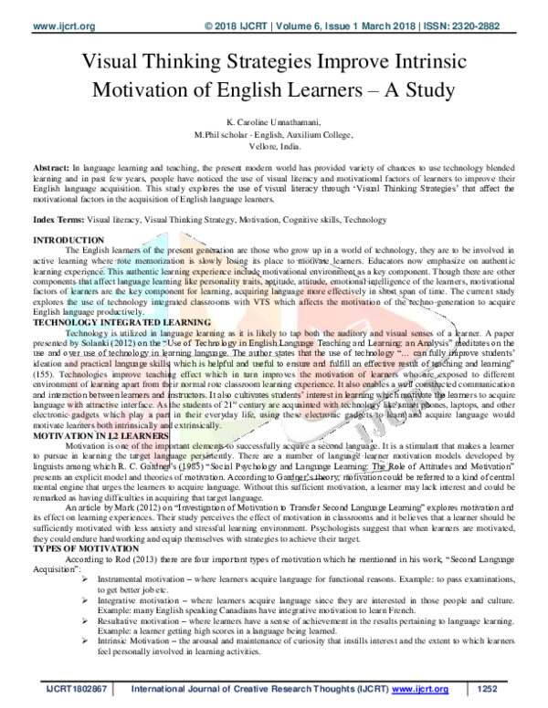 (PDF) Visual Thinking Strategies Improve Intrinsic Motivation of ...