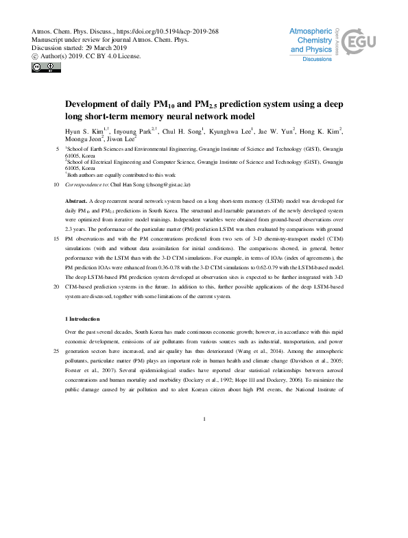 (PDF) Development of daily PM 10 and PM 2.5 prediction system using a ...