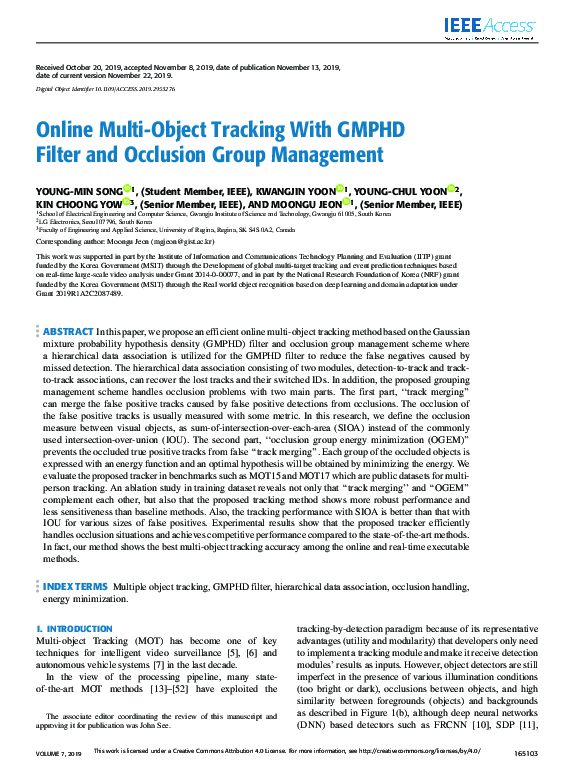 (PDF) Online Multi-Object Tracking With GMPHD Filter and Occlusion Group Management