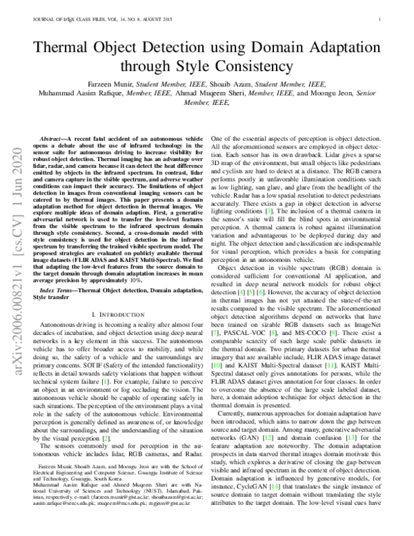 Pdf Thermal Object Detection Using Domain Adaptation Through Style Consistency