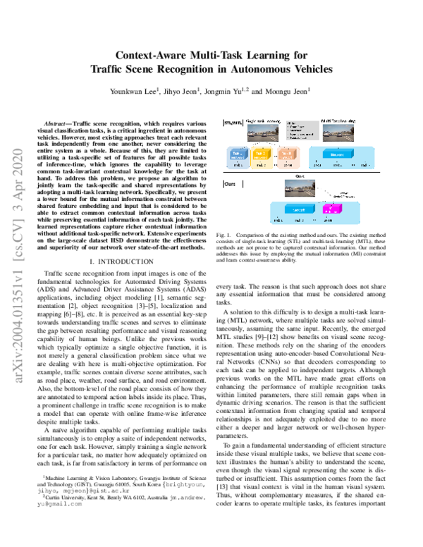 (PDF) Context-Aware Multi-Task Learning for Traffic Scene Recognition in Autonomous Vehicles