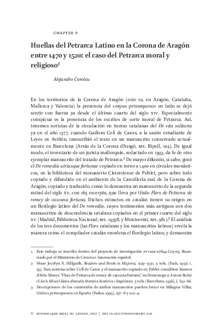 (PDF) 9 Huellas del Petrarca Latino en la Corona de Aragón entre 1470 y ...
