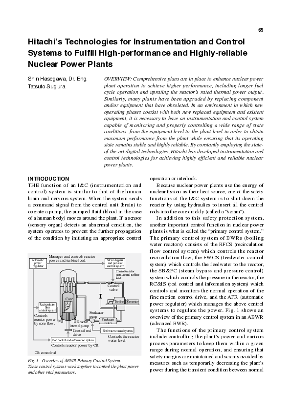 (PDF) Hitachi's Technologies for Instrumentation and Control Systems to ...