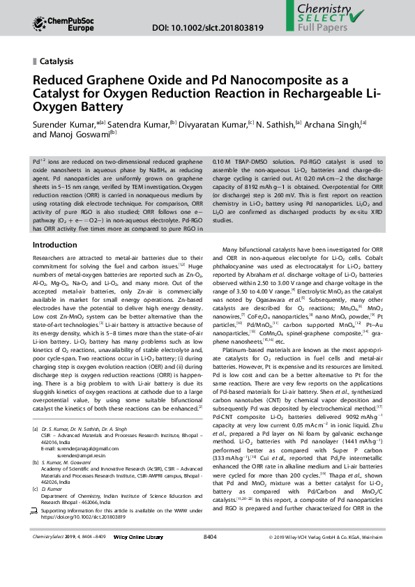 (PDF) Reduced Graphene Oxide and Pd Nanocomposite as a Catalyst for Oxygen Reduction Reaction in ...