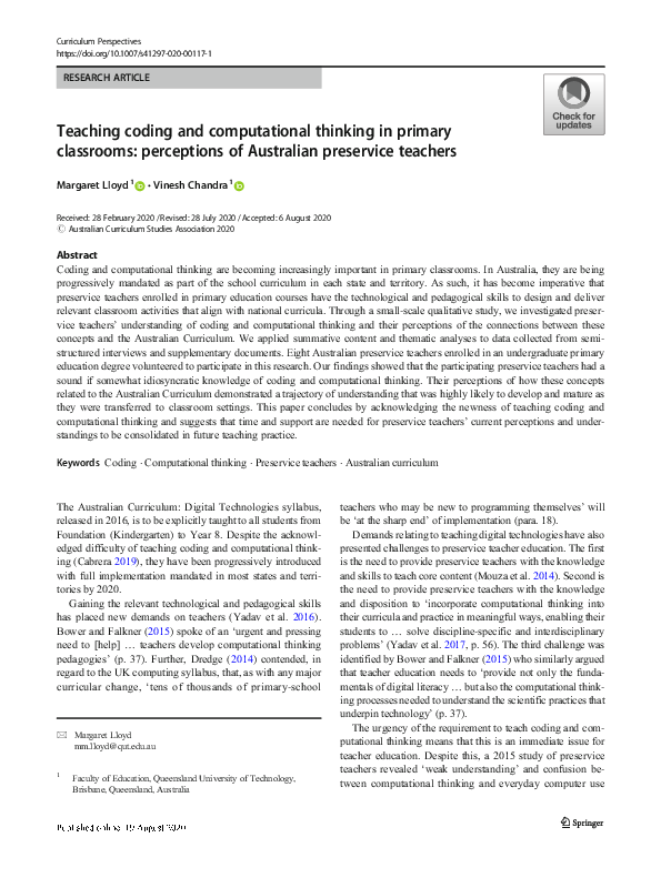 (PDF) Teaching coding and computational thinking in primary classrooms ...