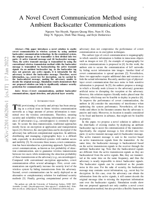 (PDF) A Novel Covert Communication Method using Ambient Backscatter ...