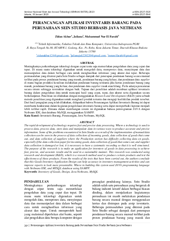 (PDF) Perancangan Aplikasi Inventaris Barang Pada Perusahaan Sein ...