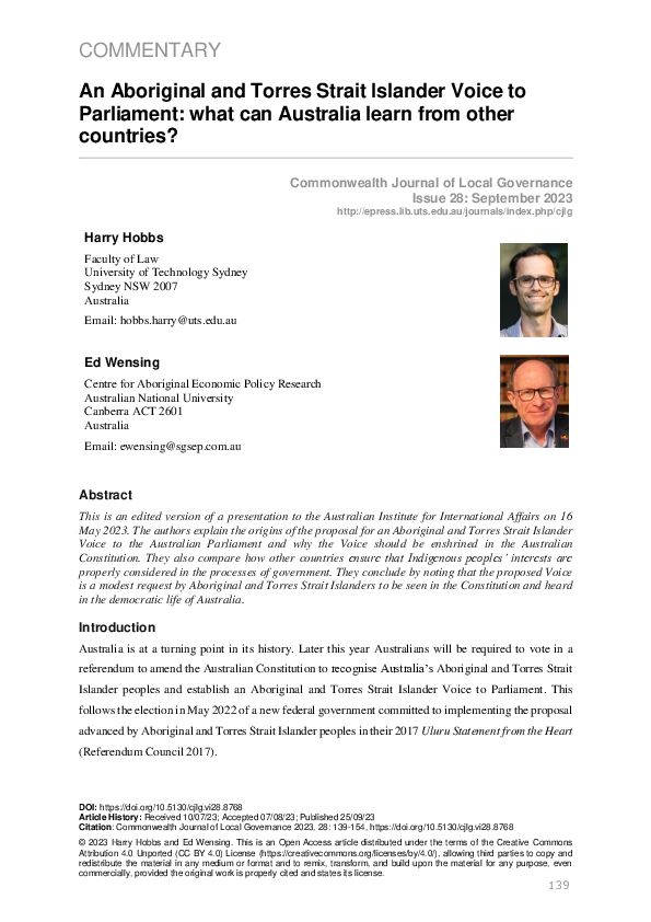 (PDF) An Aboriginal and Torres Strait Islander Voice to Parliament ...
