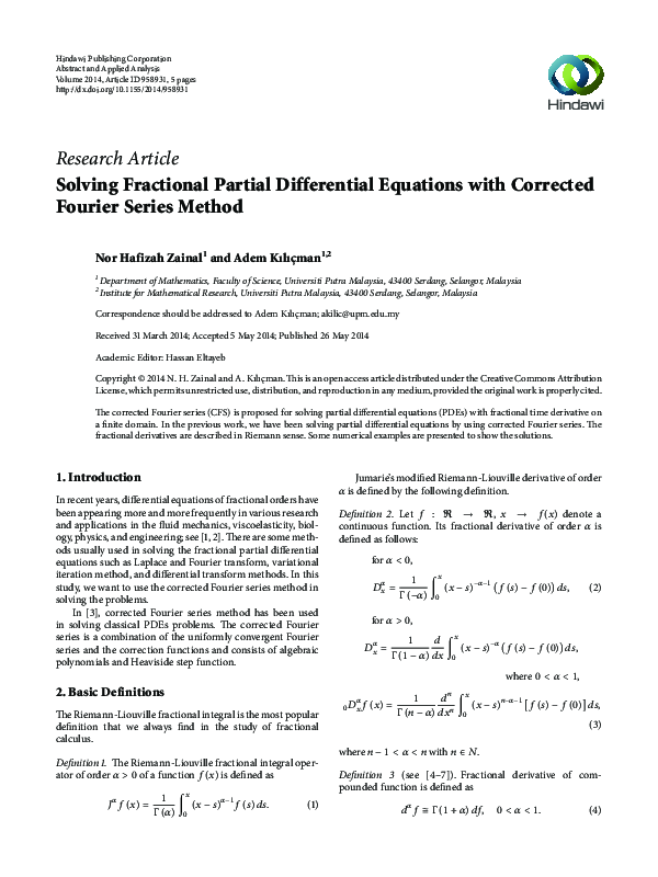 (PDF) Solving Fractional Partial Differential Equations with Corrected ...