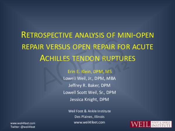(PDF) Mini-Open vs Open Repair for Achilles Ruptures