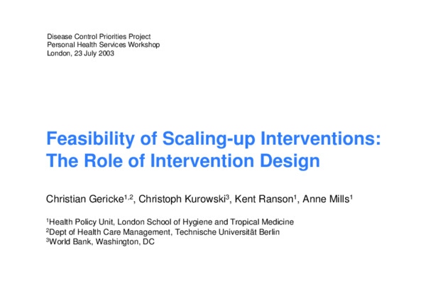 (PDF) Feasibility of Scaling-up Interventions: The Role of Intervention ...