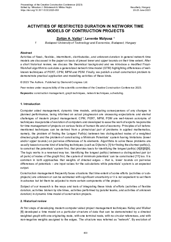 (PDF) Activities of Restricted Duration in Network Time Models of ...
