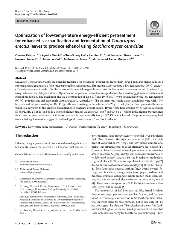 Pdf Optimization Of Low Temperature Energy Efficient Pretreatment For Enhanced