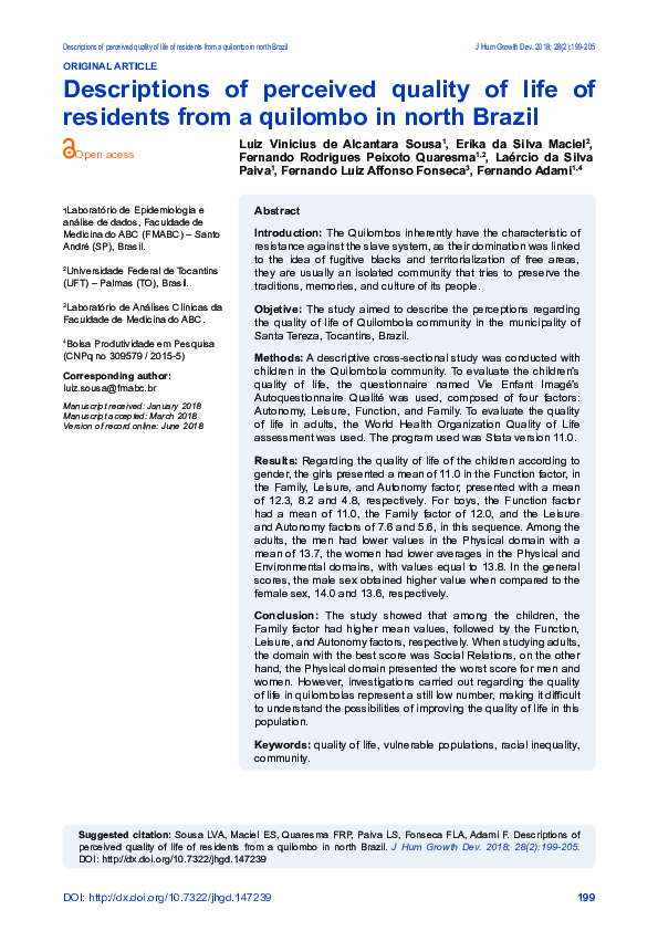 (PDF) Descriptions of Perceived Quality of Life of Residents from a ...