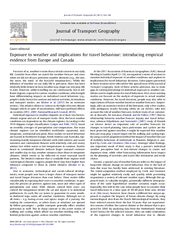 (PDF) Exposure to weather and implications for travel behaviour ...