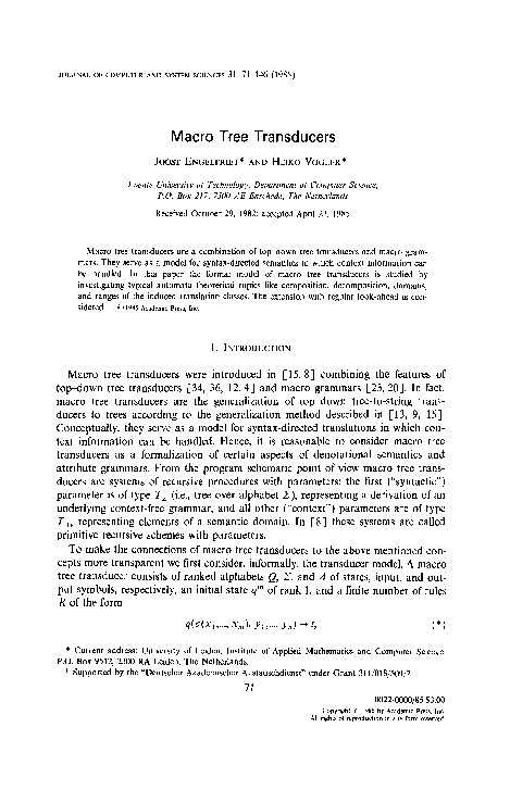 (PDF) Macro tree transducers