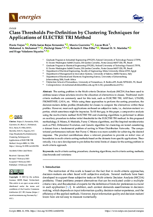 (PDF) Class Thresholds Pre-Definition by Clustering Techniques for ...