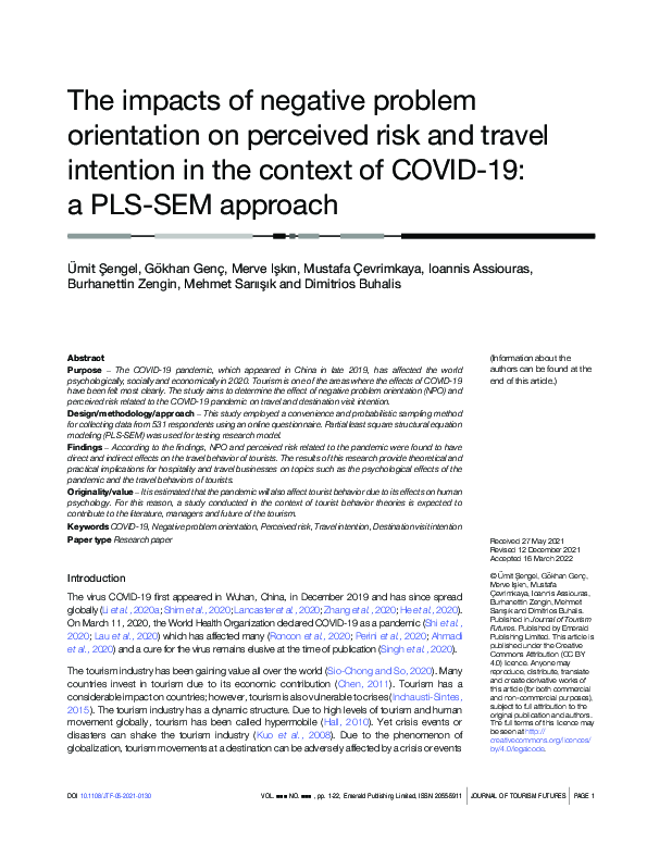 (PDF) The impacts of negative problem orientation on perceived risk and ...