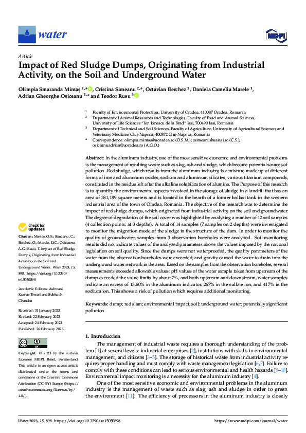 (PDF) Impact of Red Sludge Dumps, Originating from Industrial Activity ...