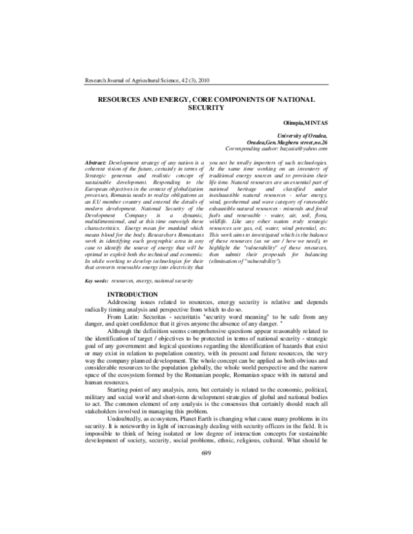 (PDF) Resources and energy, core components of national security
