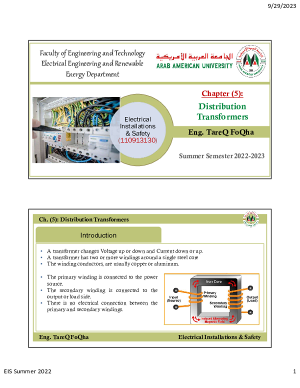 (PDF) Electrical Installations & Safety Course - Topic 5: Distribution ...