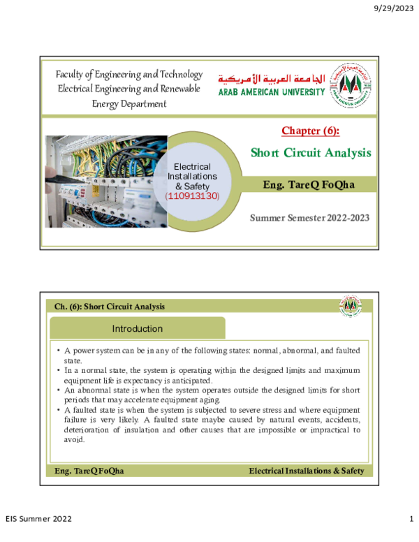 (PDF) Electrical Installations & Safety Course - Topic 6: Short Circuit ...