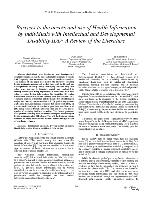(PDF) Barriers to the access and use of Health Information by ...