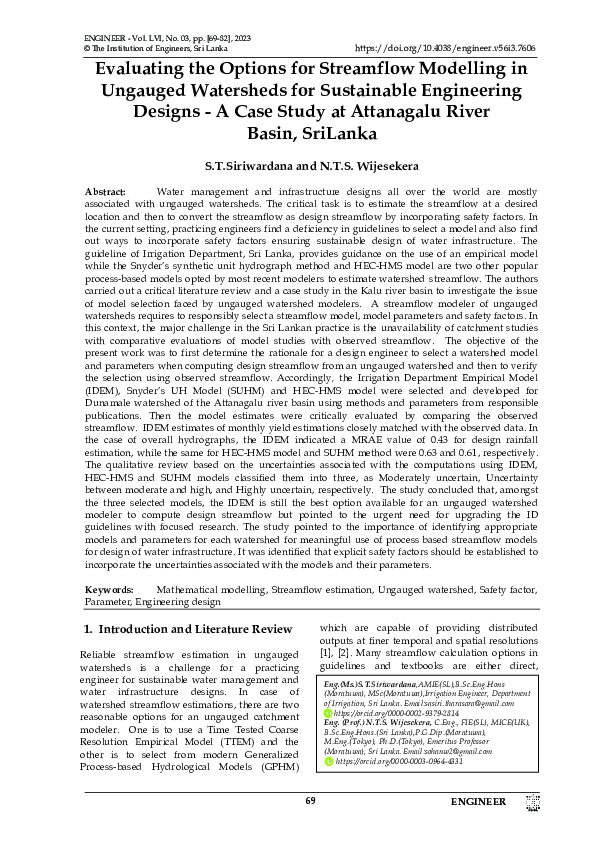 Pdf Evaluating The Options For Streamflow Modelling In Ungauged Watersheds For Sustainable