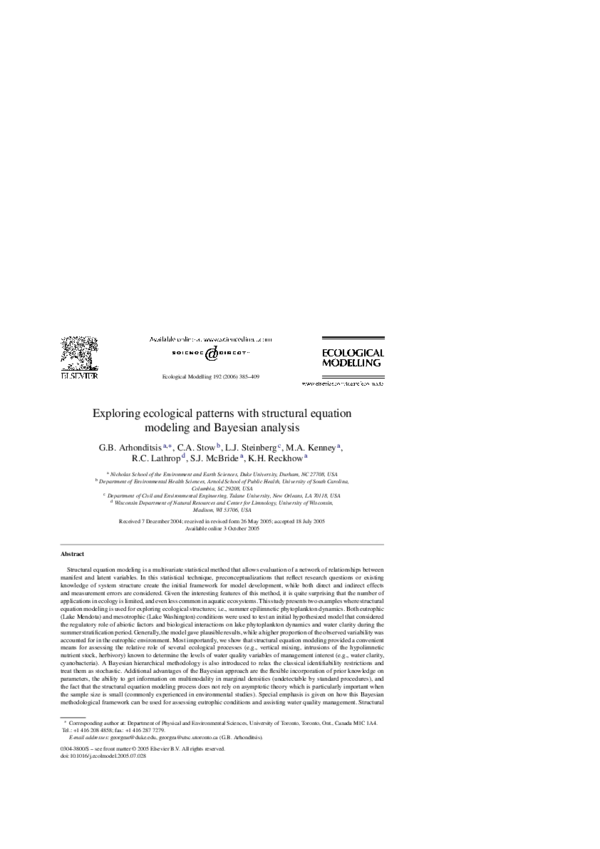 Pdf Exploring Ecological Patterns With Structural Equation Modeling