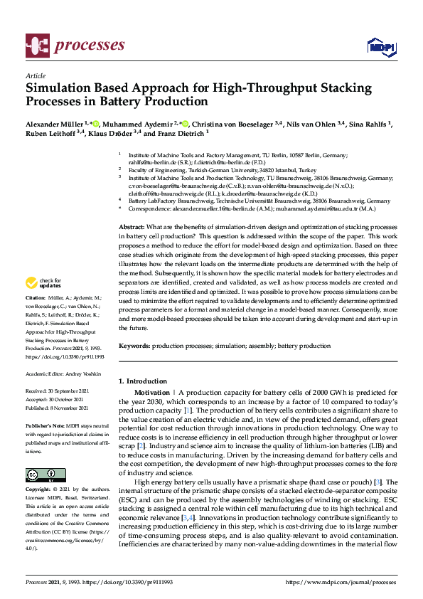 Simulation Based Approach for High-Throughput Stacking Processes in ...