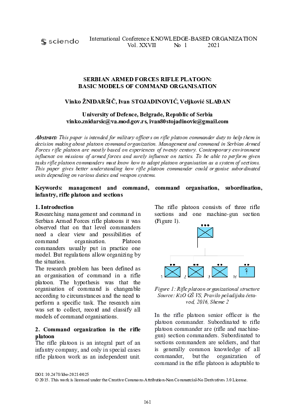 (PDF) Serbian Armed Forces Rifle Platoon: Basic Models of Command ...