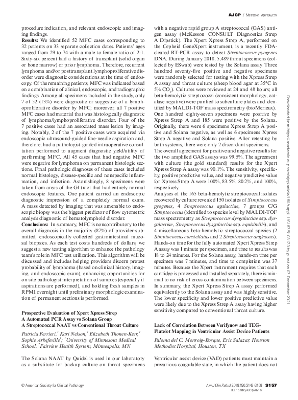 (PDF) Prospective Evaluation of Xpert Xpress Strep A Automated PCR ...