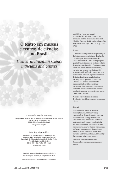 (PDF) [Theater in Brazilian science museums and centers]