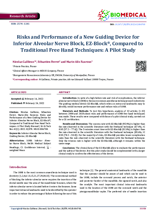 (PDF) Risks and Performance of a New Guiding Device for Inferior ...