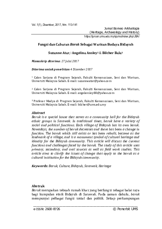 (PDF) Fungsi Dan Cabaran Baruk Sebagai Warisan Budaya Bidayuh