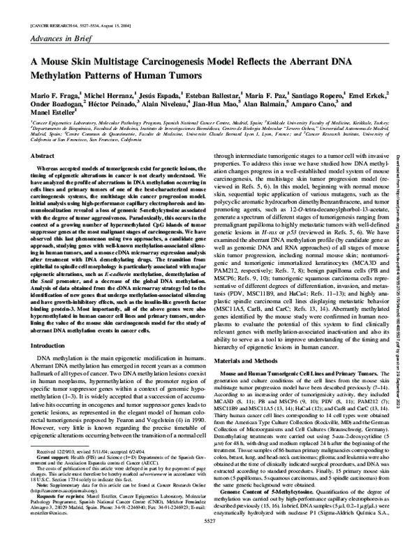 (PDF) A Mouse Skin Multistage Carcinogenesis Model Reflects the ...