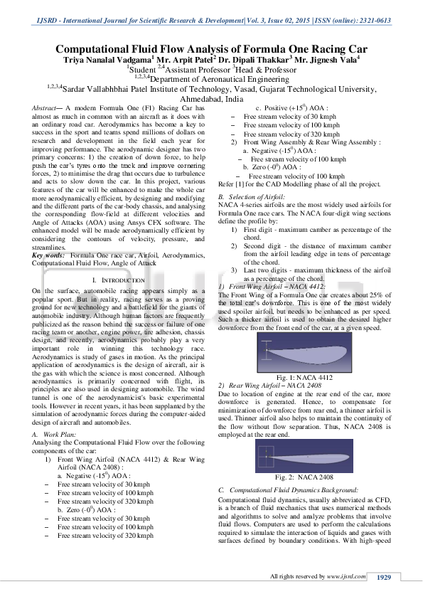 (PDF) Computational Fluid Flow Analysis of Formula One Racing Car