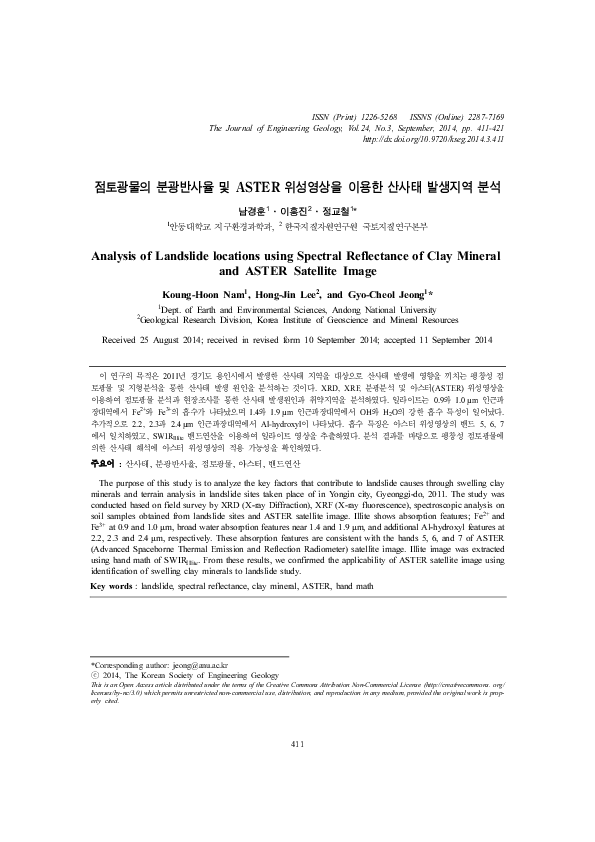 (PDF) Analysis of Landslide locations using Spectral Reflectance of ...