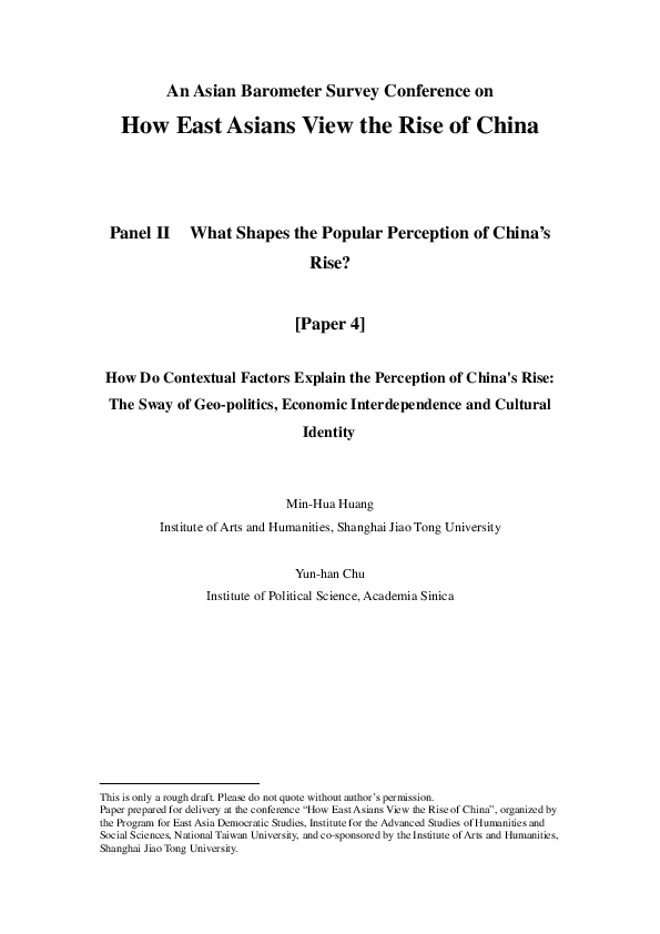 (PDF) How East Asians View the Rise of China
