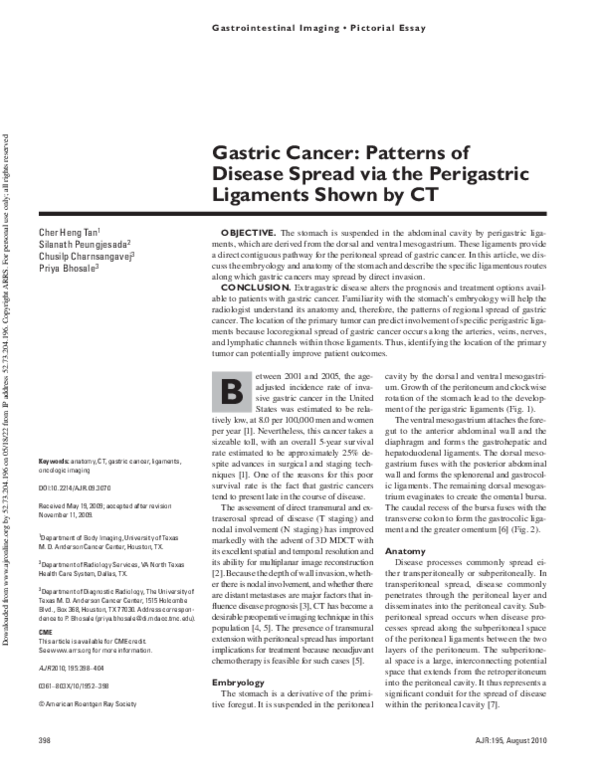 (PDF) Gastric Cancer: Patterns of Disease Spread via the Perigastric ...