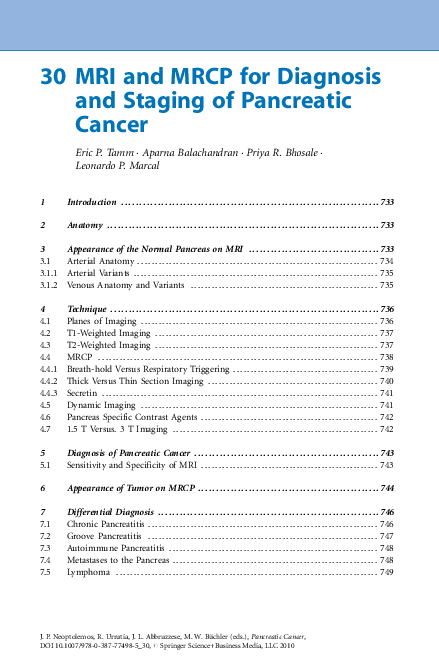 (PDF) MRI and MRCP for Diagnosis and Staging of Pancreatic Cancer