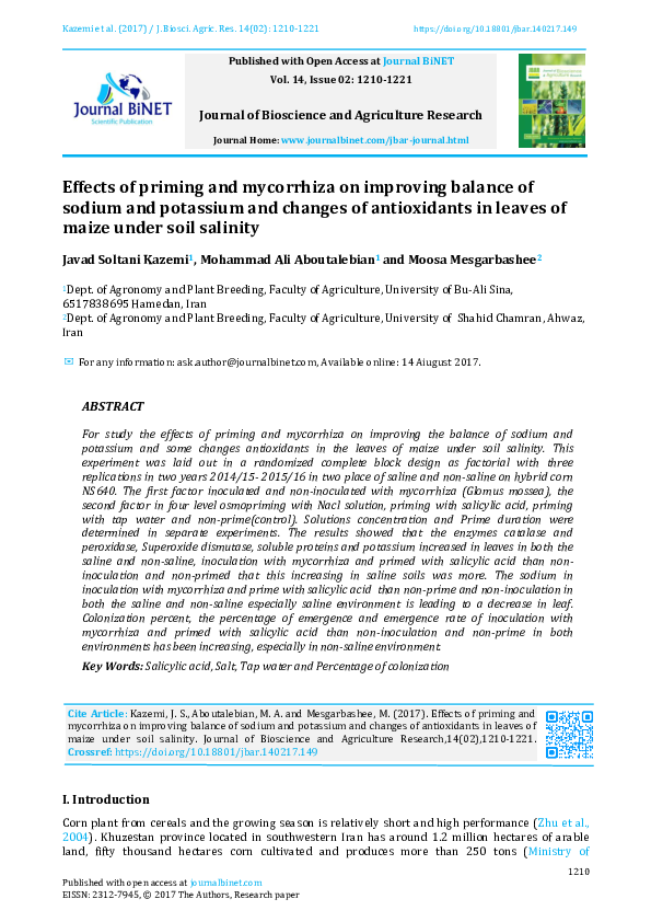(PDF) Effects of priming and mycorrhiza on improving balance of sodium ...