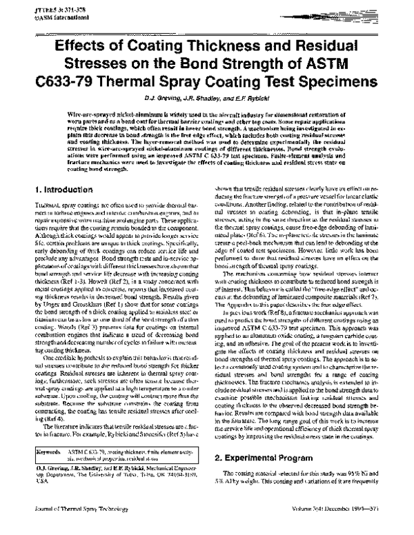 (PDF) Effects of coating thickness and residual stresses on the bond ...